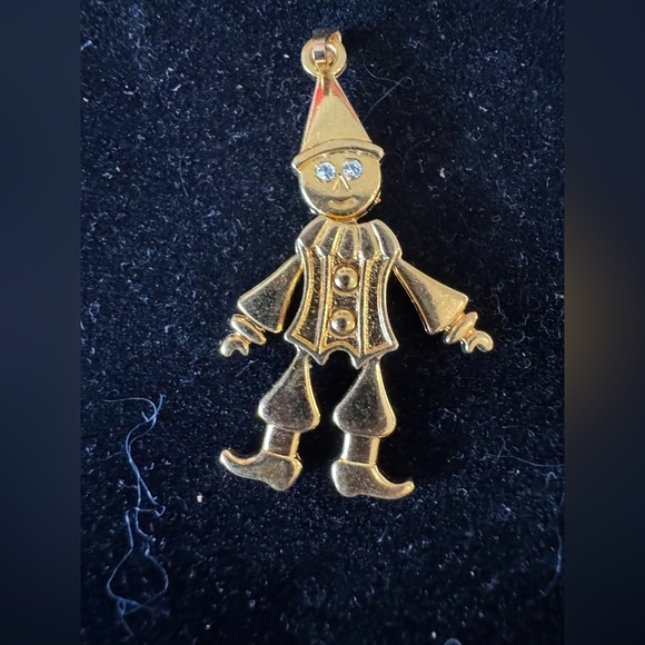 Jewelry | Vintage Gold Clown Articulated Pendant With Rhinestone ...